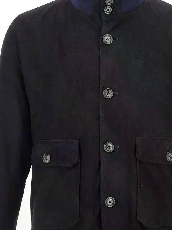 BARBA NAPOLI High-collar Patch-pockets Jacket - Blue