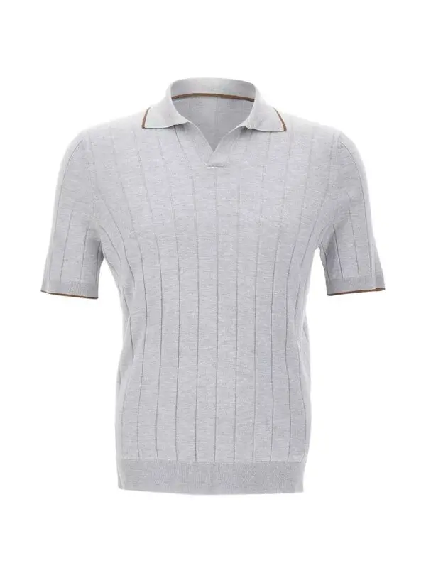 GRAN SASSO Ribbed-trim Polo-collar T-shirt