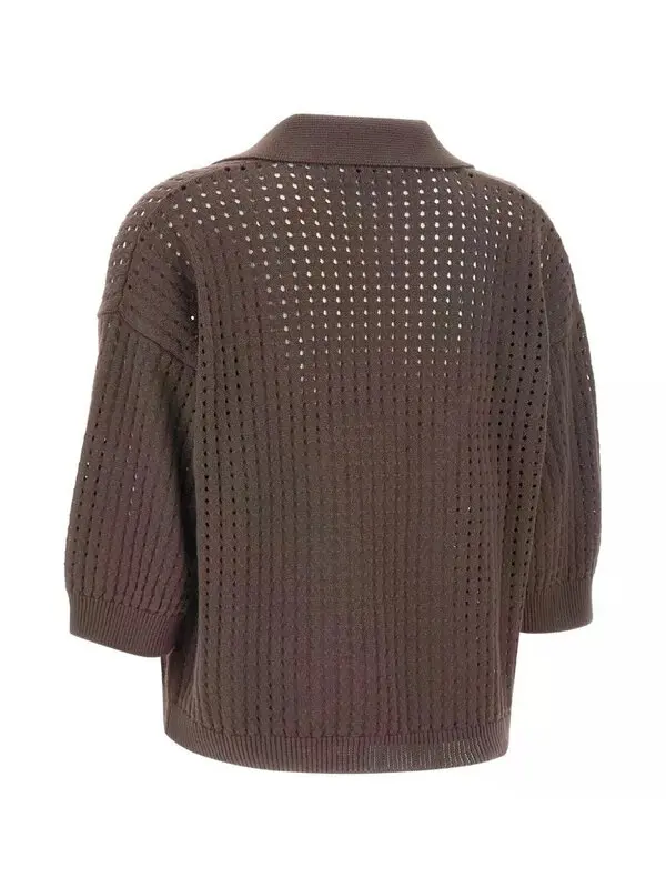 KANGRA Openwork V-neck T-shirt