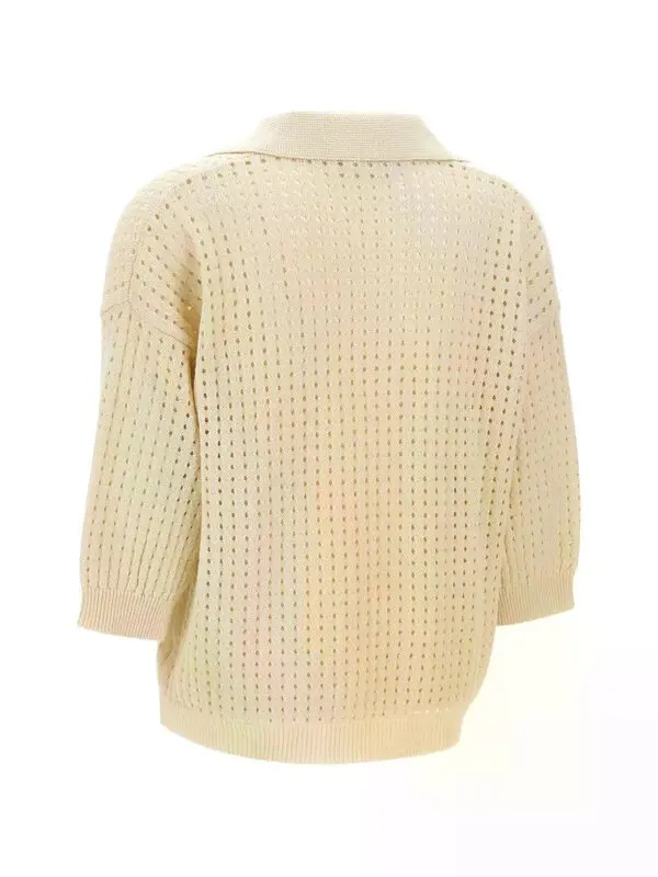 KANGRA Openwork V-neck T-shirt - Neutrals