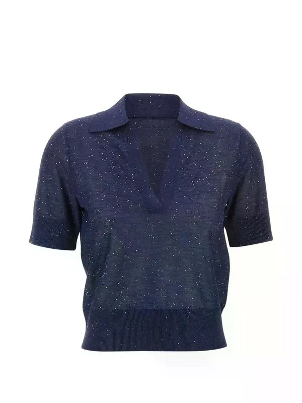 KANGRA Sequin V-neck T-shirt