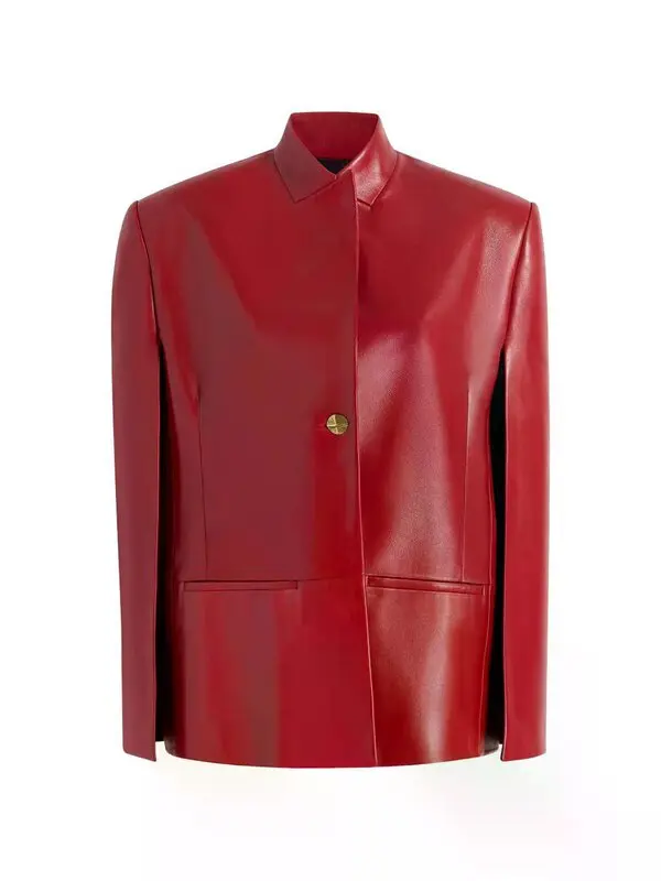 Khaite Dolso Leather Cape Jacket - Red