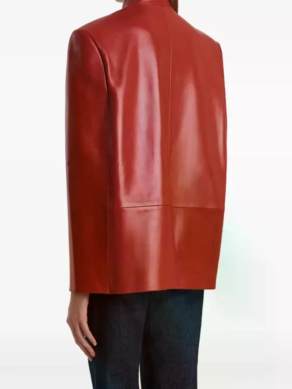 Khaite Dolso Leather Cape Jacket - Red