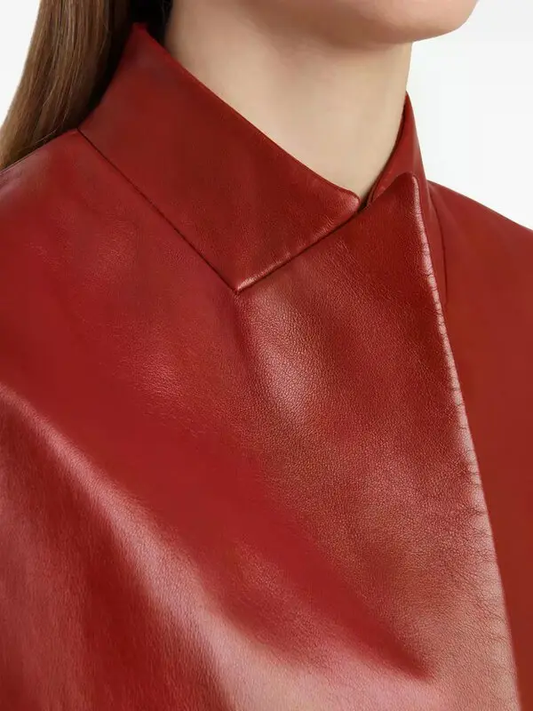 Khaite Dolso Leather Cape Jacket - Red
