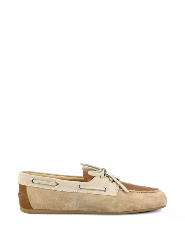 Miu Miu Faded Suede Bow Flat Shoes - Neutrals