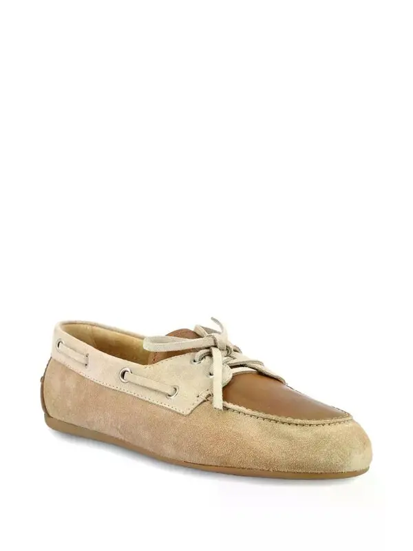 Miu Miu Faded Suede Bow Flat Shoes - Neutrals