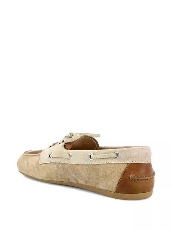 Miu Miu Faded Suede Bow Flat Shoes - Neutrals