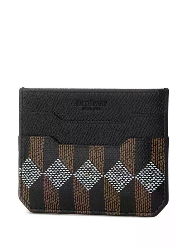 AU DEPART Printed Leather Card Holder - Black