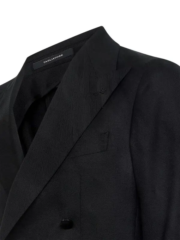 Tagliatore Double-breasted Peak-lapel Blazer - Black