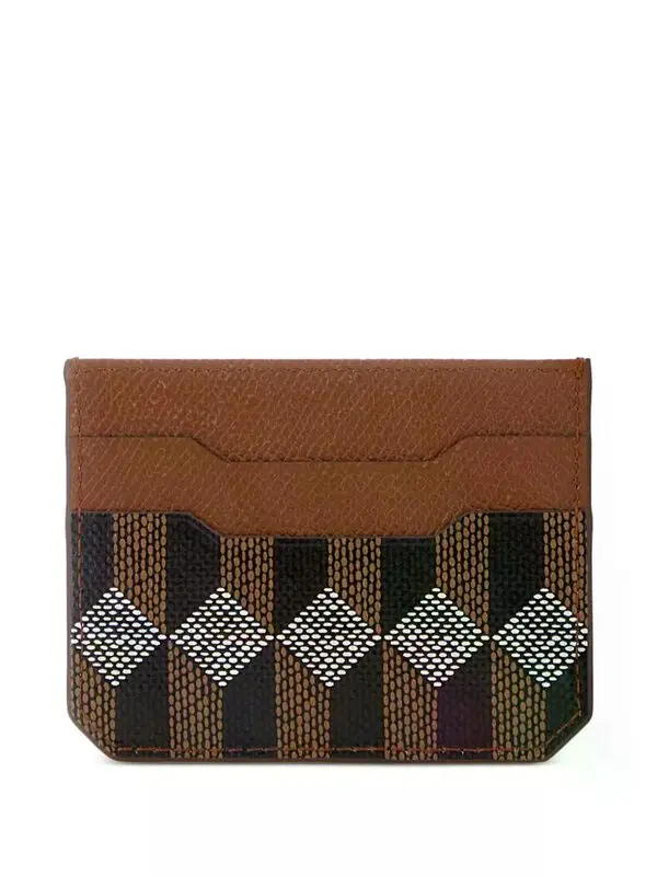 AU DEPART Printed Leather Card Holder - Brown