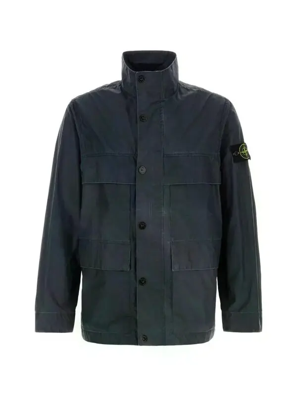 Stone Island Pigmented Wax Jacket - Blue