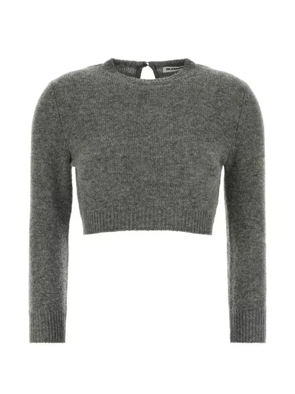 JIL SANDER Cropped Ribbed-knit Sweater - Grey