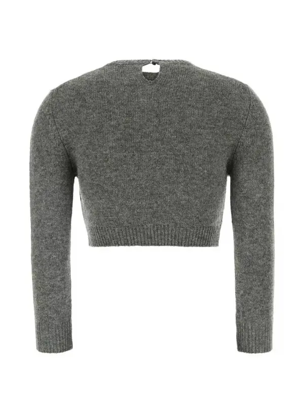 JIL SANDER Cropped Ribbed-knit Sweater - Grey