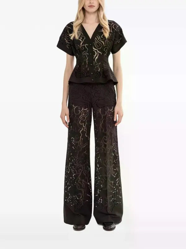 NISSA Floral-embroidered Jacket - Black