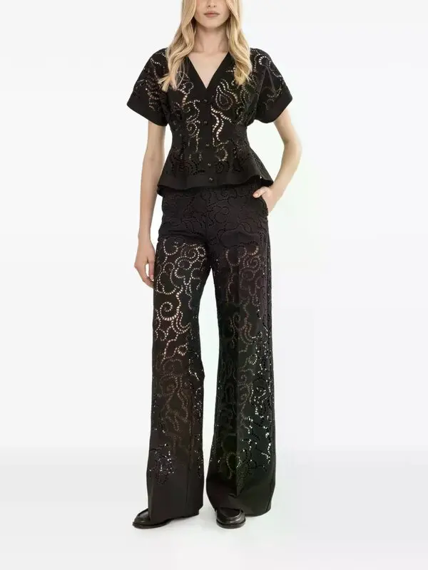 NISSA Floral-embroidered Jacket - Black