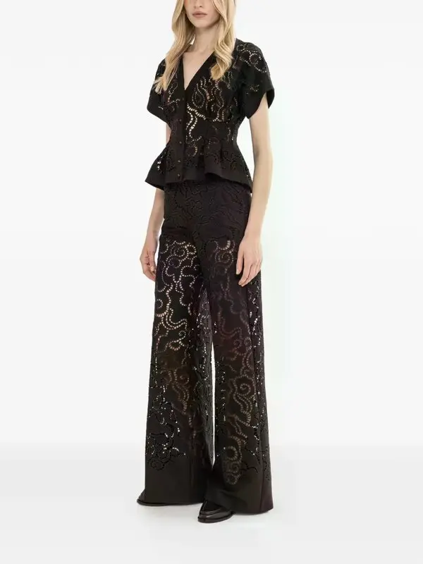 NISSA Floral-embroidered Jacket - Black