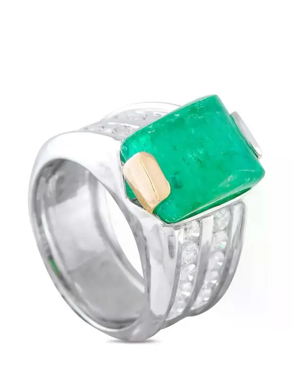 LB EXCLUSIVE Emerald And Diamond Ring - Silver