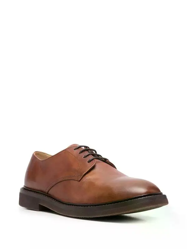 Brunello Cucinelli Lace-up Leather Derby Shoes - Brown