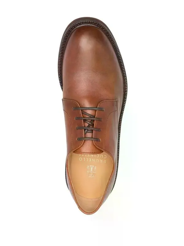 Brunello Cucinelli Lace-up Leather Derby Shoes - Brown