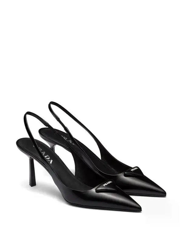 Prada 75mm Triangle-logo Pumps - Black