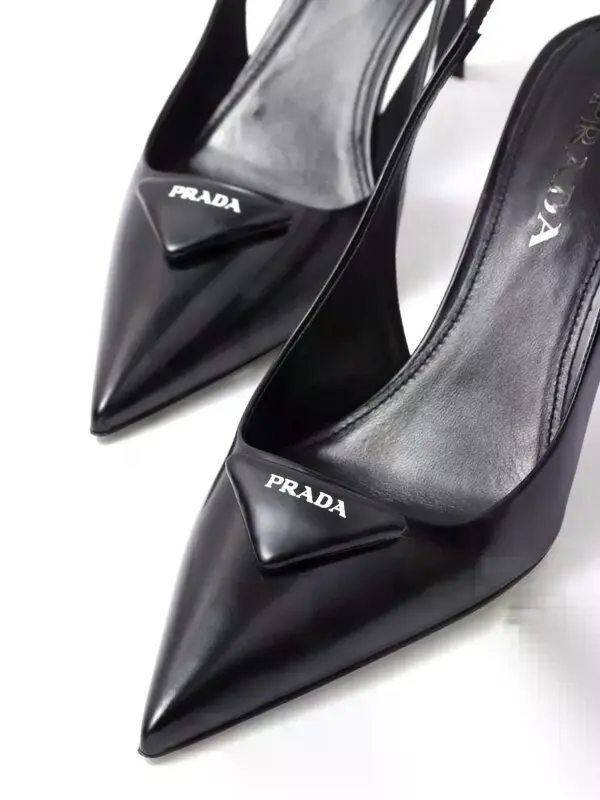 Prada 75mm Triangle-logo Pumps - Black