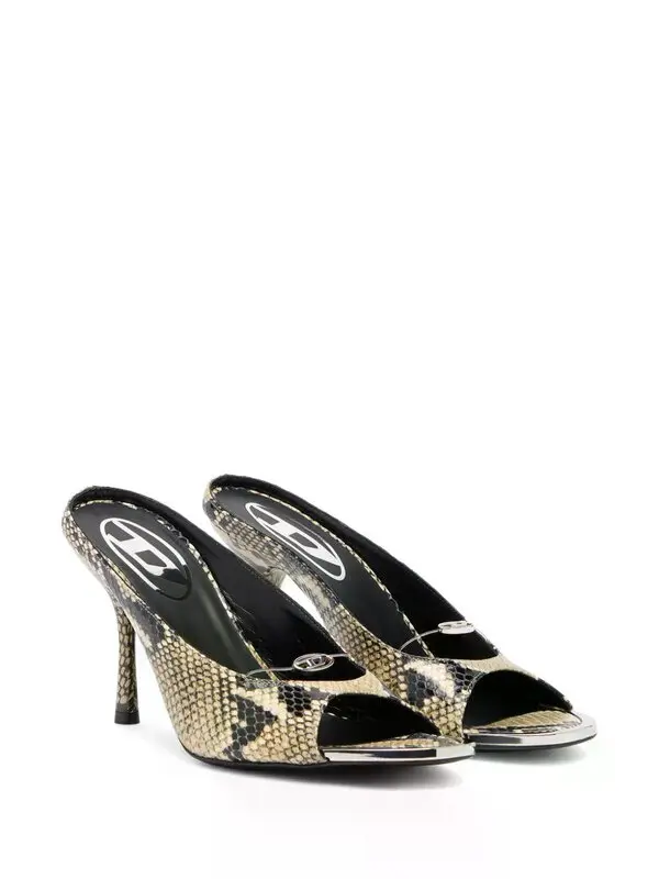 DIESEL® D-diam's Python-effect Heeled Mules