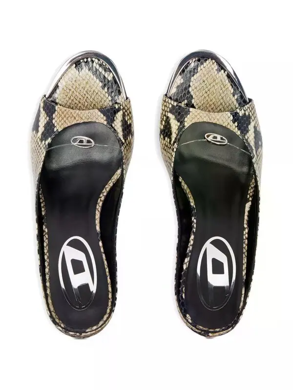 DIESEL® D-diam's Python-effect Heeled Mules