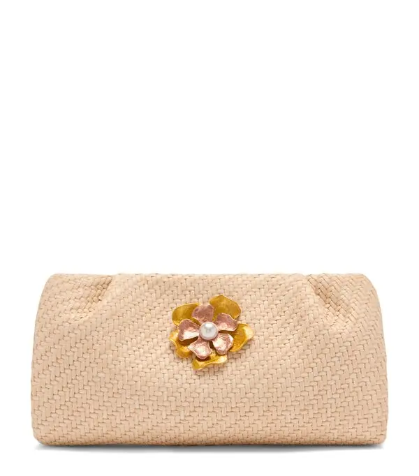 MALONE SOULIERS Raffia And Leather Vittoria Clutch - Nude