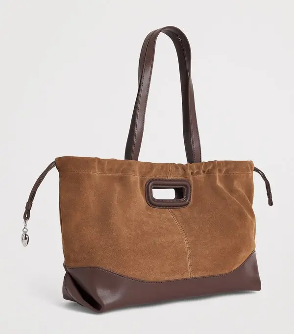 Maje Leather And Suede Milpi Tote - Brown