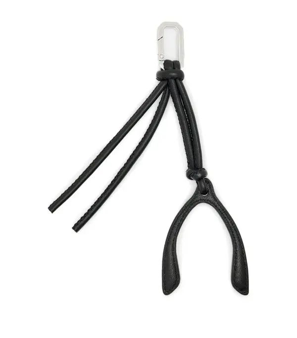 ALLSAINTS Leather Wishbone Keyring - Black