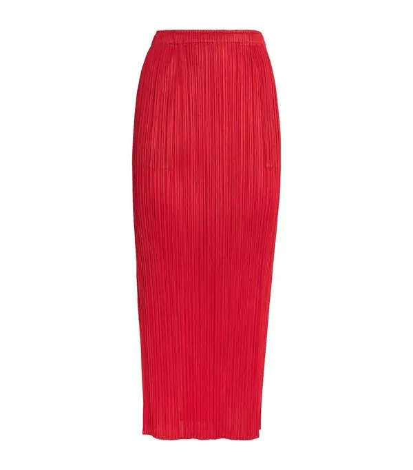 Issey Miyake Basics Pleated Midi Skirt - Red