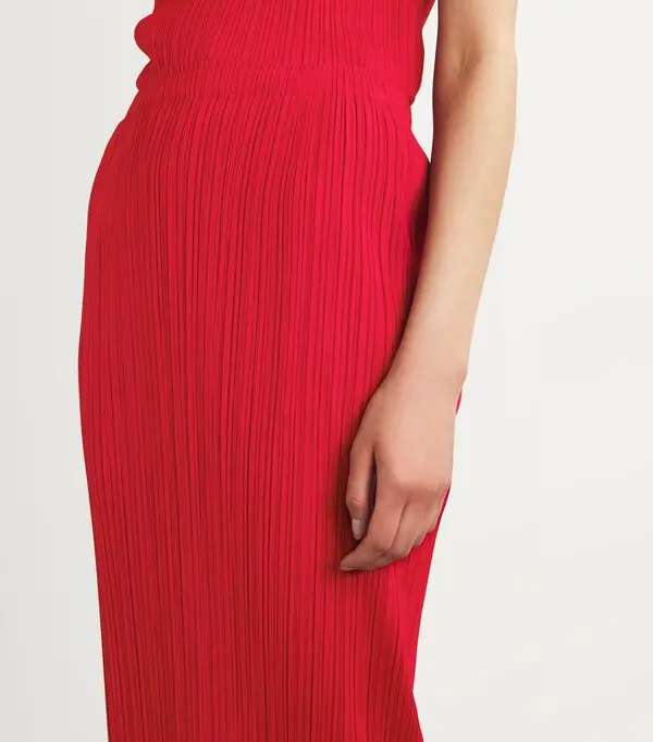 Issey Miyake Basics Pleated Midi Skirt - Red