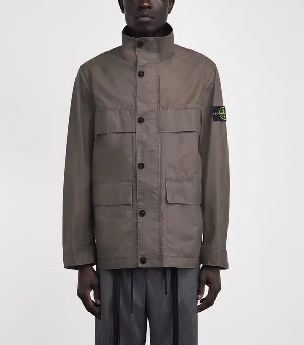 Stone Island Waxed Canvas Field Jacket - Brown