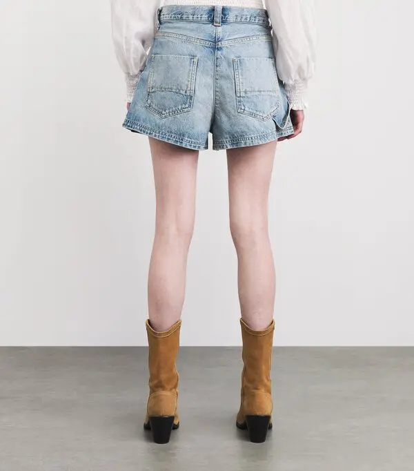 Sandro Suede-trim Denim Shorts