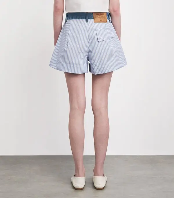 Sandro Poplin Denim-trim Shorts