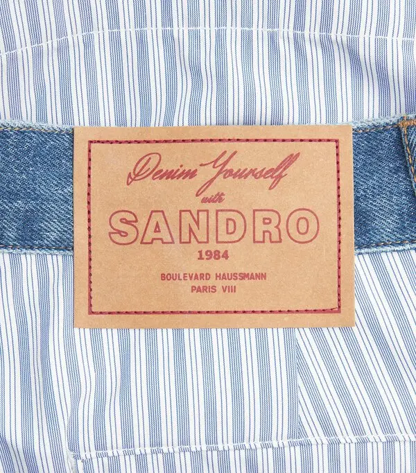 Sandro Poplin Denim-trim Shorts