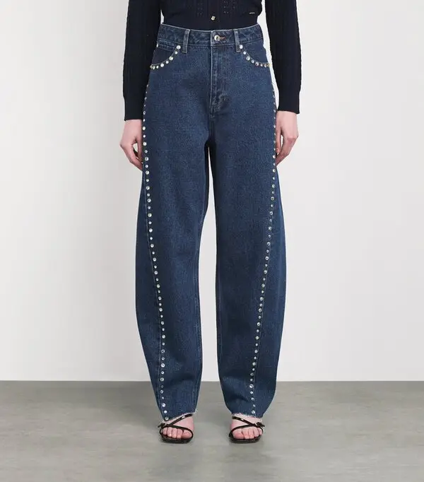Sandro Embellished Barrel Jeans