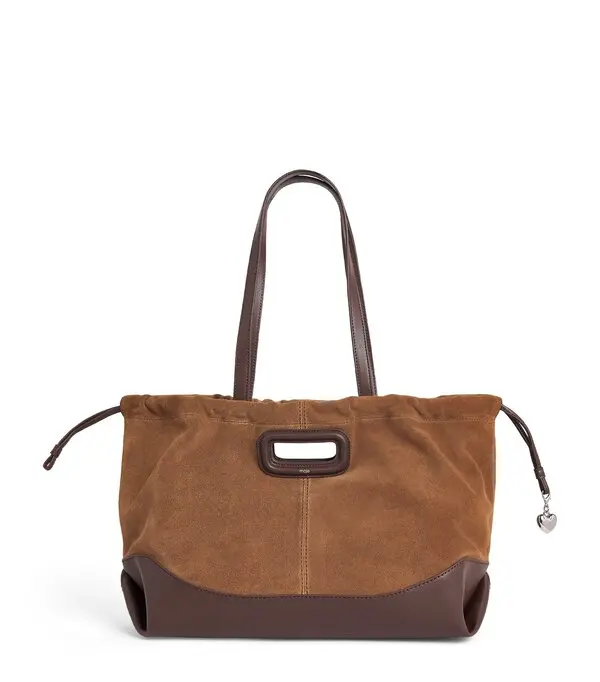 Maje Leather And Suede Milpi Tote - Brown