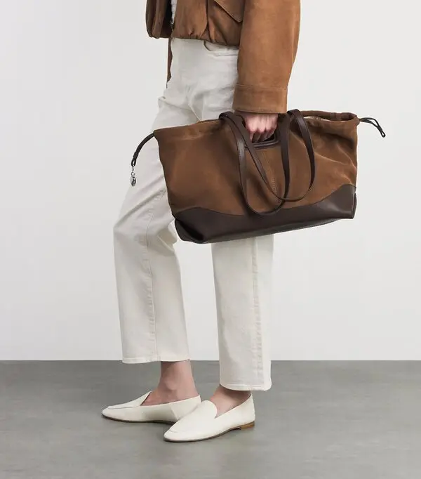 Maje Leather And Suede Milpi Tote - Brown