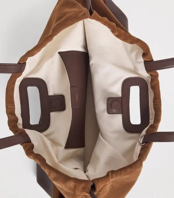 Maje Leather And Suede Milpi Tote - Brown