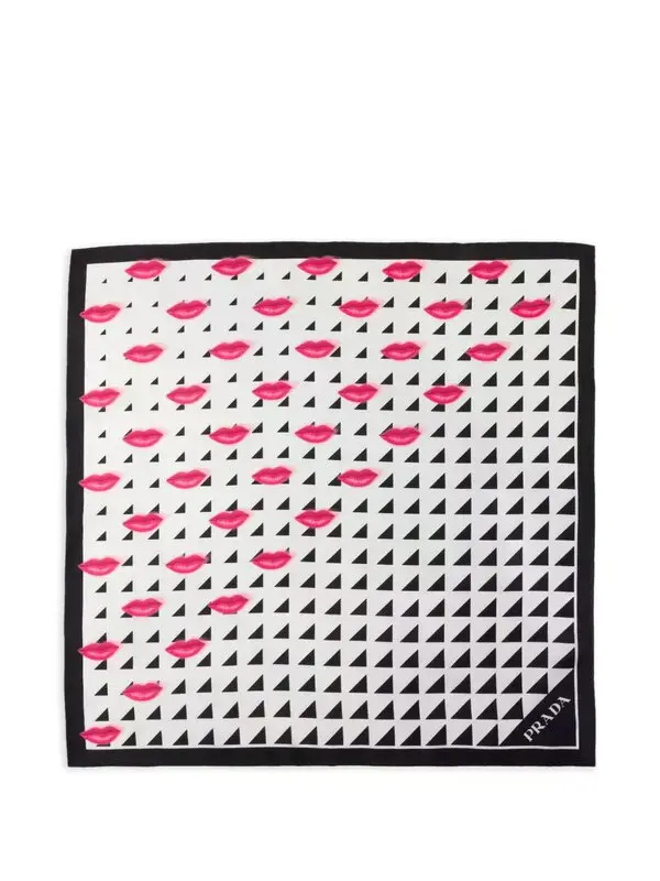 Prada Printed Silk Twill Scarf - Black