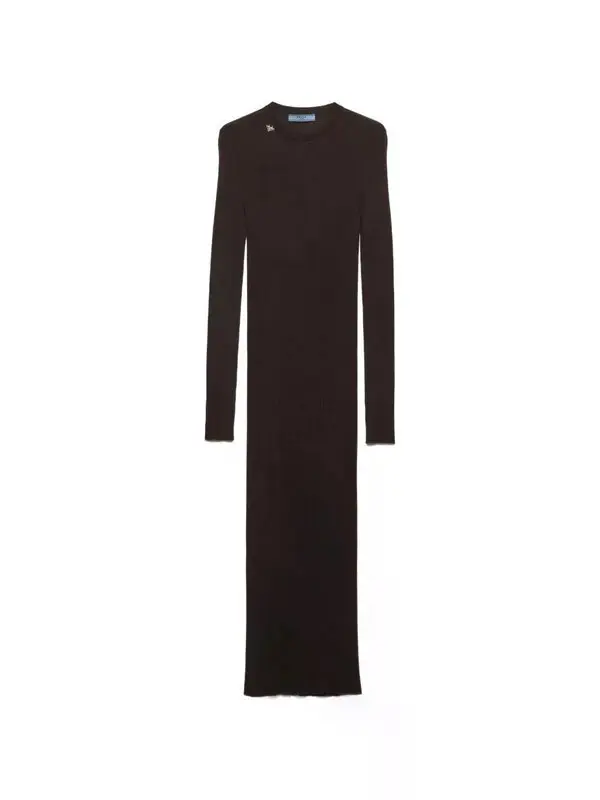 Prada Wool Ribbed Knit Crewneck Dress