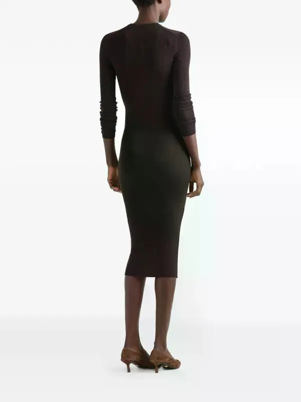 Prada Wool Ribbed Knit Crewneck Dress