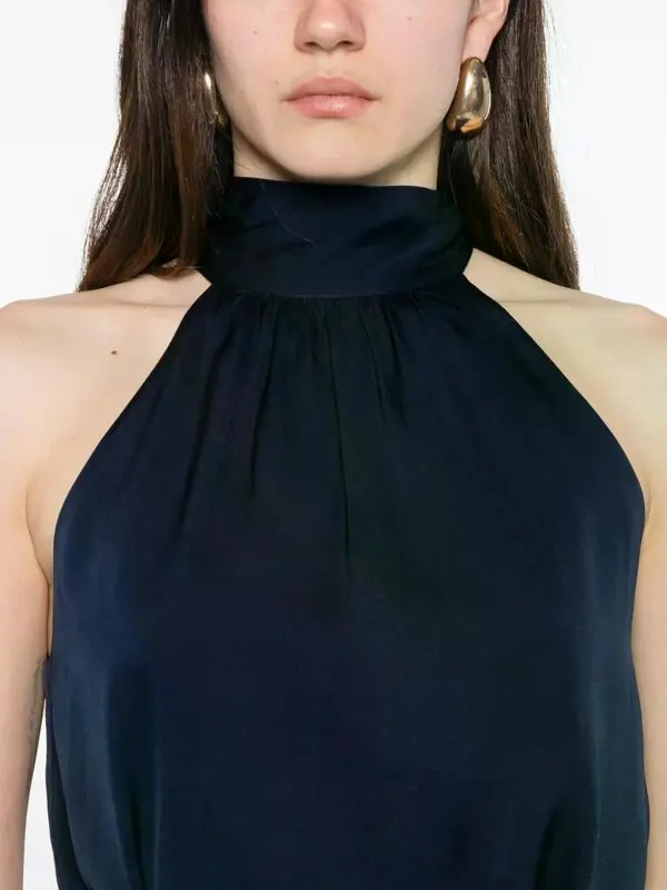 NOUVELLE SILK95FIVE Halterneck Blouse - Blue
