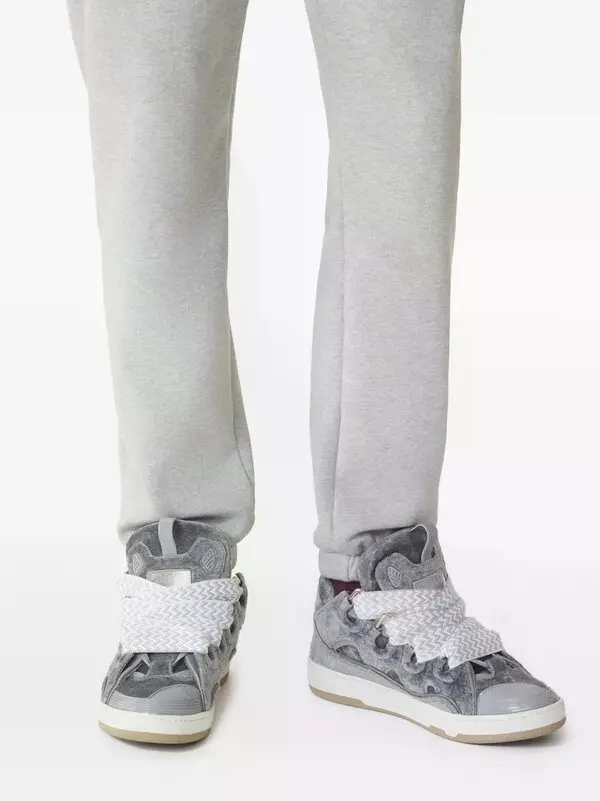LANVIN Curb Chevron-lace Sneakers - Grey