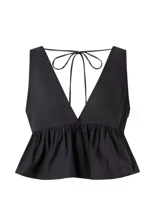 Pinko V-neck Tie-detailed Cropped Top - Black