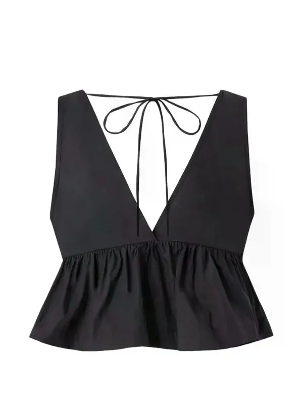 Pinko V-neck Tie-detailed Cropped Top - Black