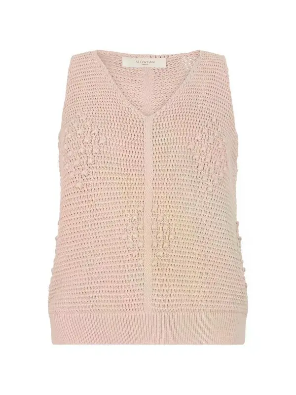 SLOWEAR Crochet V-neck Top