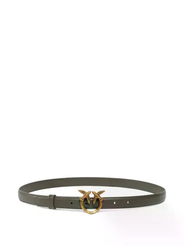 Pinko Love Birds Diamond Cut Thin Leather Belt - Green