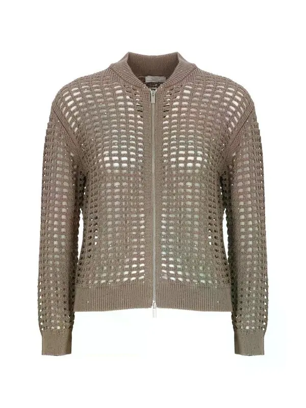 Peserico Open-knit Zip Cardigan